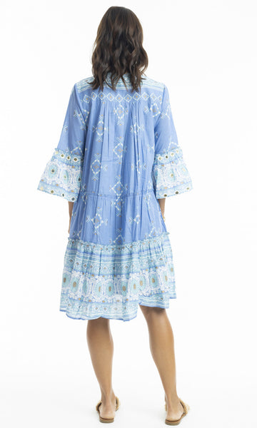 Cotton Dress Layered with Frill Sleeve Heidi Blue – Azure Beach and ...