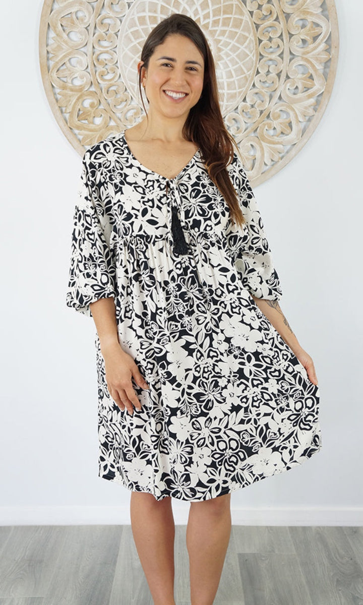 Rayon Dress Avocado Contour Flower, More Colours – Azure Beach and ...