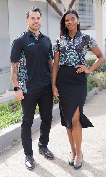 Aboriginal Art Ladies Fitted Polo Family – Azure Beach and Resort Wear