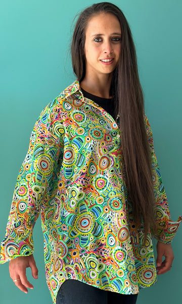 Cotton Women's Shirt Aboriginal Art by Cedric Varcoe – Azure Beach and ...