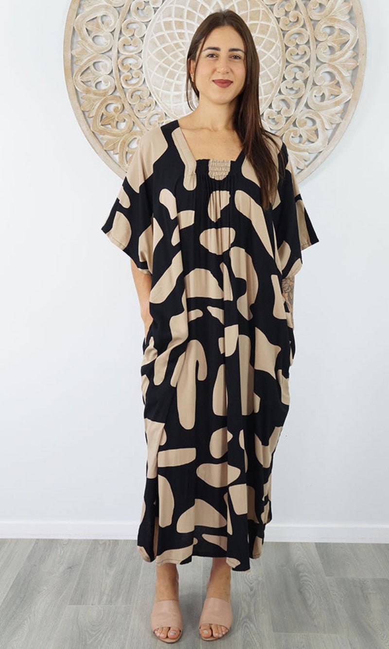 Rayon Bermuda Kaftan Abstract Geo, More Colours – Azure Beach and ...