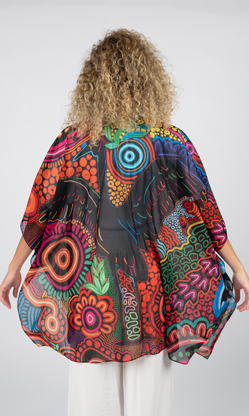Aboriginal Art Chiffon Shawl Gunugudhula – Azure Beach and Resort Wear