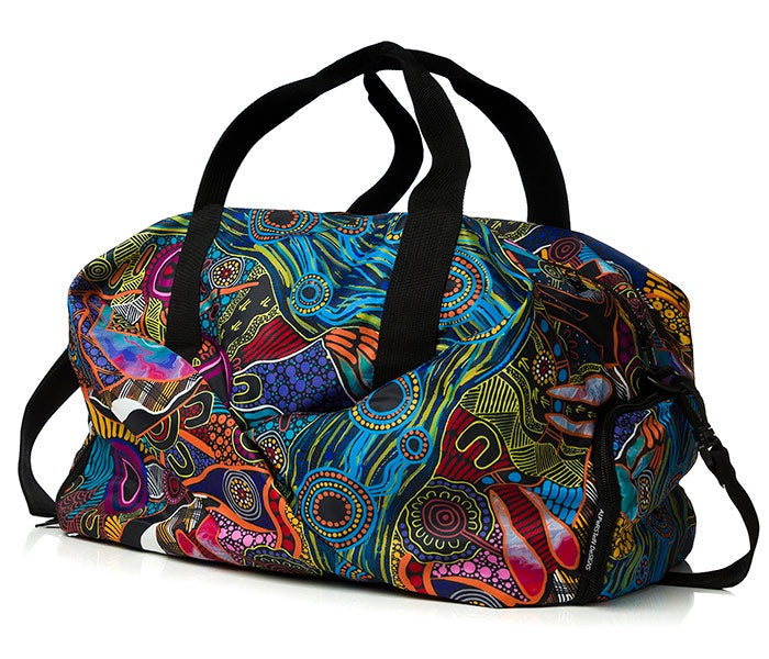 Aboriginal Art Gym Duffel Bag Justin Butler – Azure Beach and Resort Wear