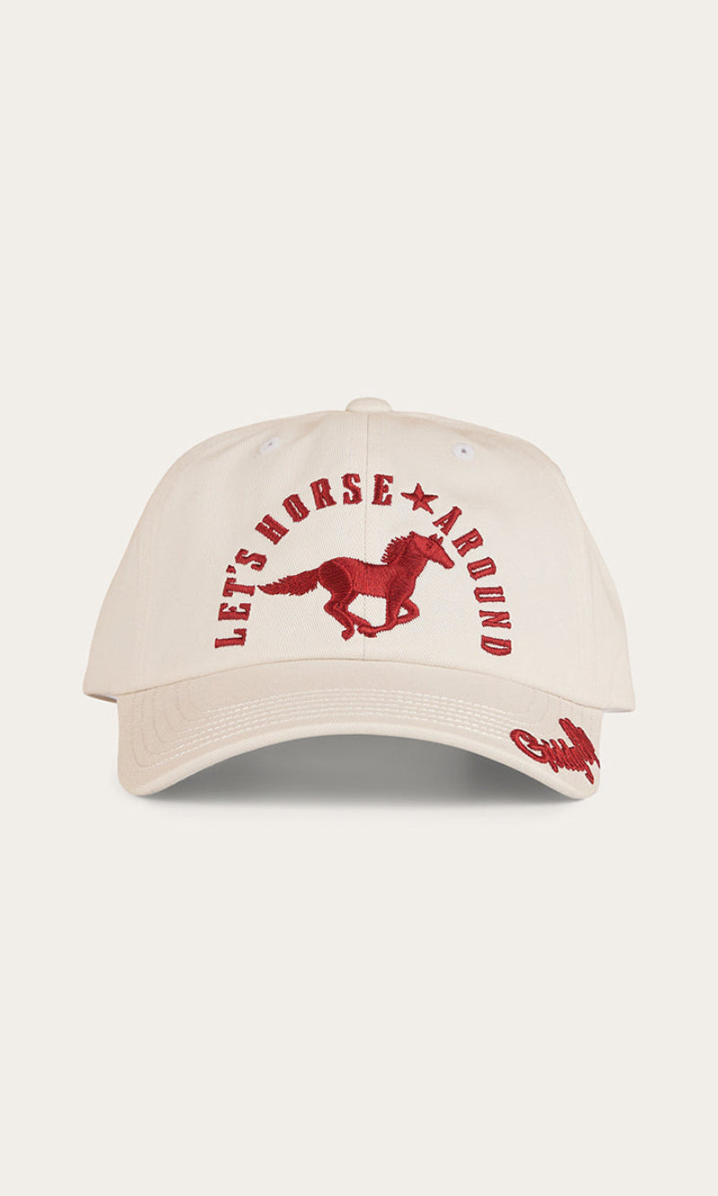 Lets Horse Around Baseball Cap Off White – Azure Beach and Resort Wear