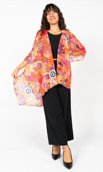 Aboriginal Art Chiffon Shawl Merindah-Gunya – Azure Beach and Resort Wear