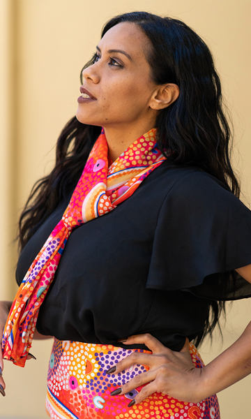Aboriginal Art Scarf Merindah-Gunya – Azure Beach and Resort Wear