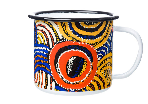 Aboriginal Art Enamel Mug Nora Davidson – Azure Beach and Resort Wear