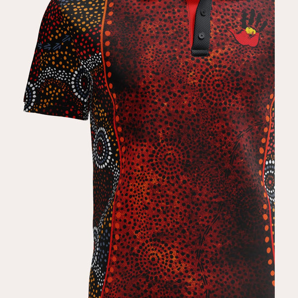 Aboriginal Art Unisex Polo Dreamtime – Azure Beach and Resort Wear