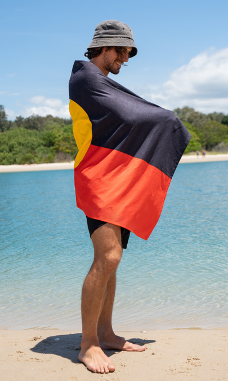 Aboriginal Art Beach Towel Sand Free "Raise the Flag" – Azure Beach and ...