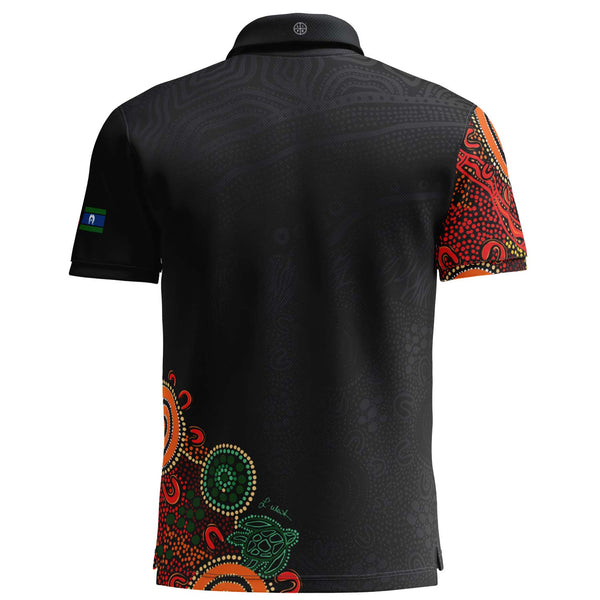 Aboriginal Art Unisex Polo Eternal Earth – Azure Beach and Resort Wear