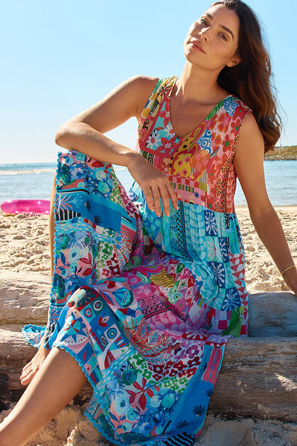 Viscose Sleeveless Midi Dress Aliah – Azure Beach and Resort Wear