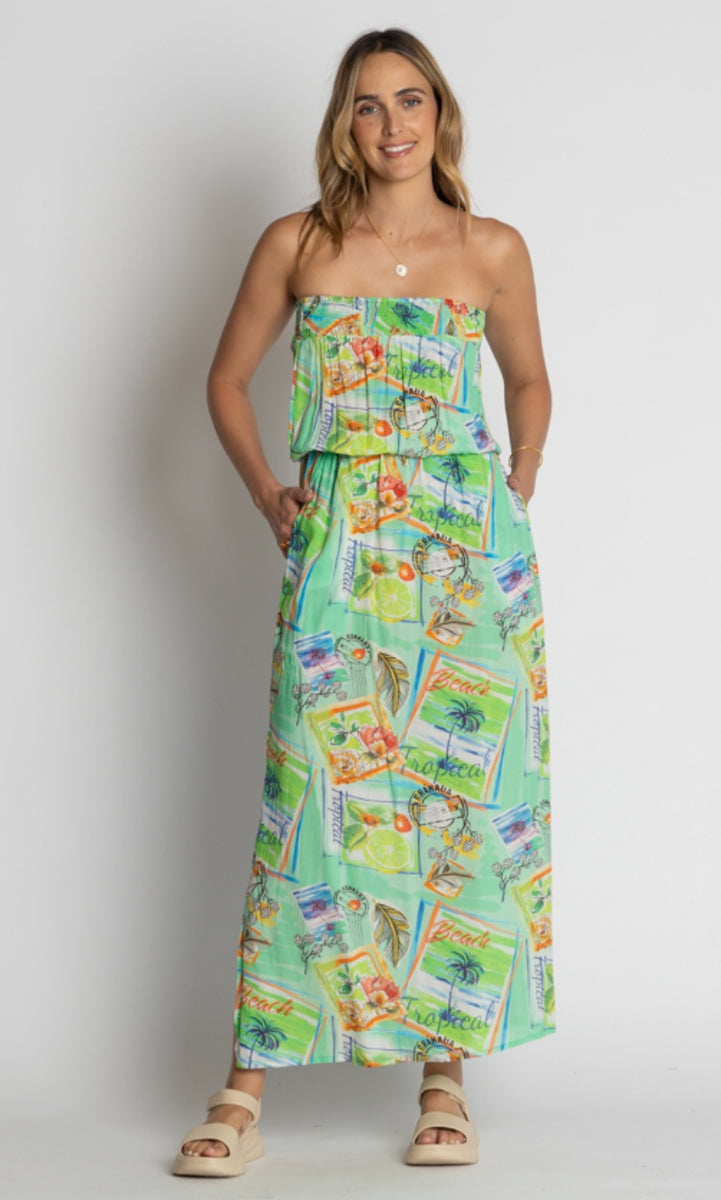 Viscose Strapless Dress Brauli Sea – Azure Beach and Resort Wear
