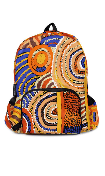 Aboriginal Art Fold up Backpack by Nora Nyutjangka Davidson – Azure ...