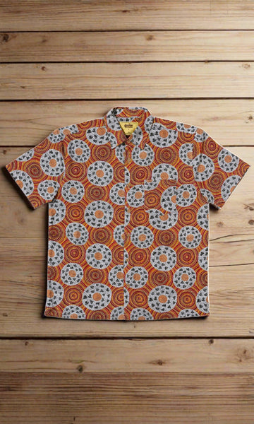 Bamboo Men's Shirt Aboriginal Art Marlu Jukurrpa – Azure Beach and ...