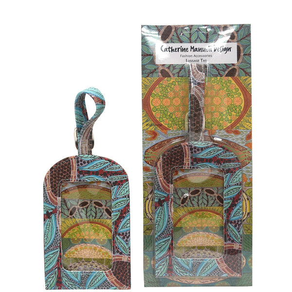 Aboriginal Art Leather Look Luggage Tag Conkerberries - Gift Packed ...