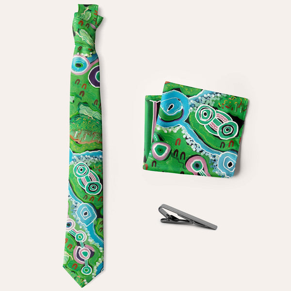 Aboriginal Art Necktie Set Gabar Ngurambang – Azure Beach and Resort Wear